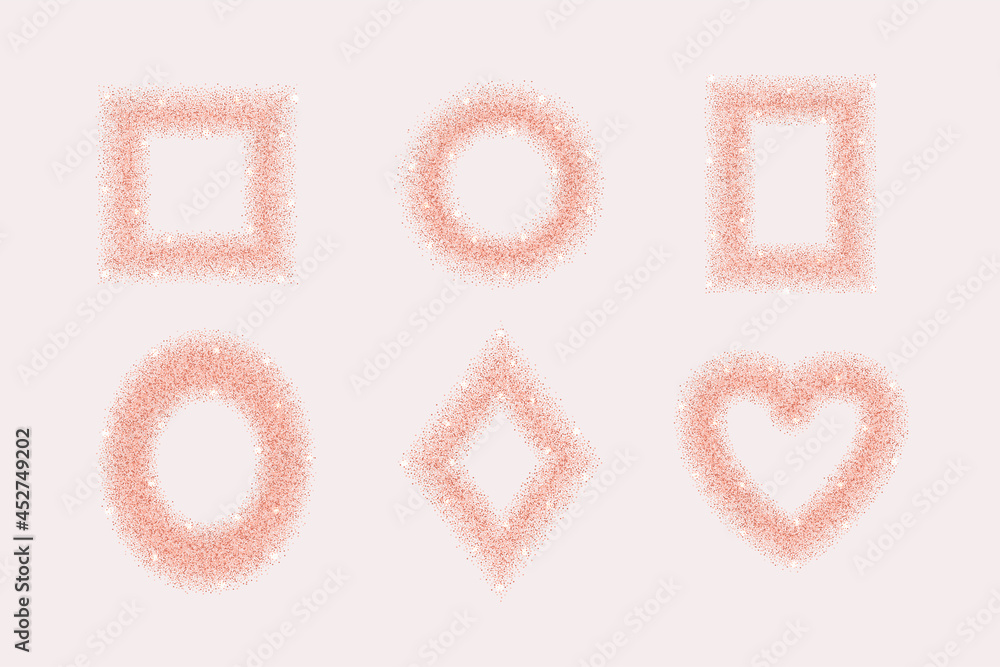 Pink Gold Glitter Frames Set. Template for greeting cards Stock Vector ...
