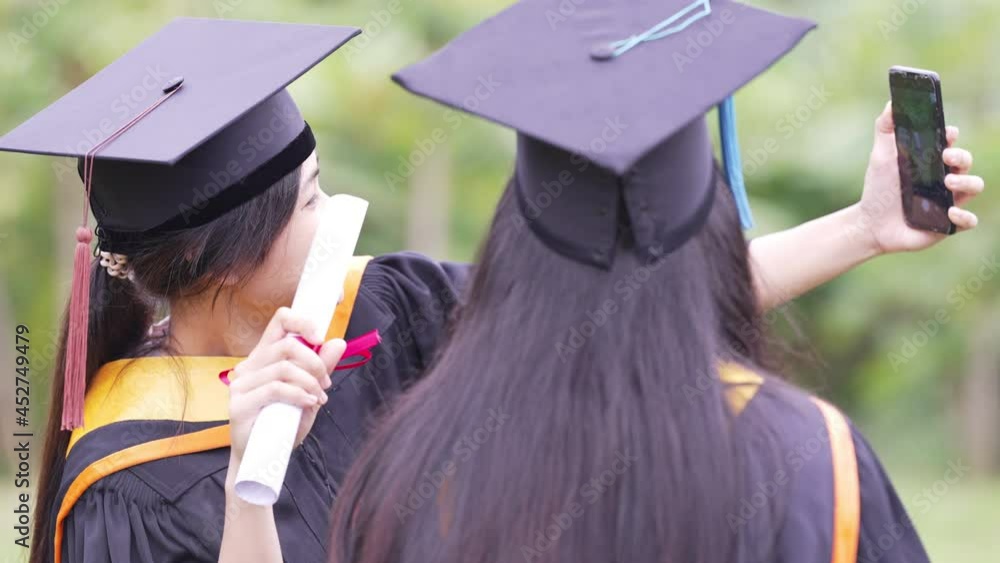 Congratulation graduate are celebrating ceremony graduation Throwing ...