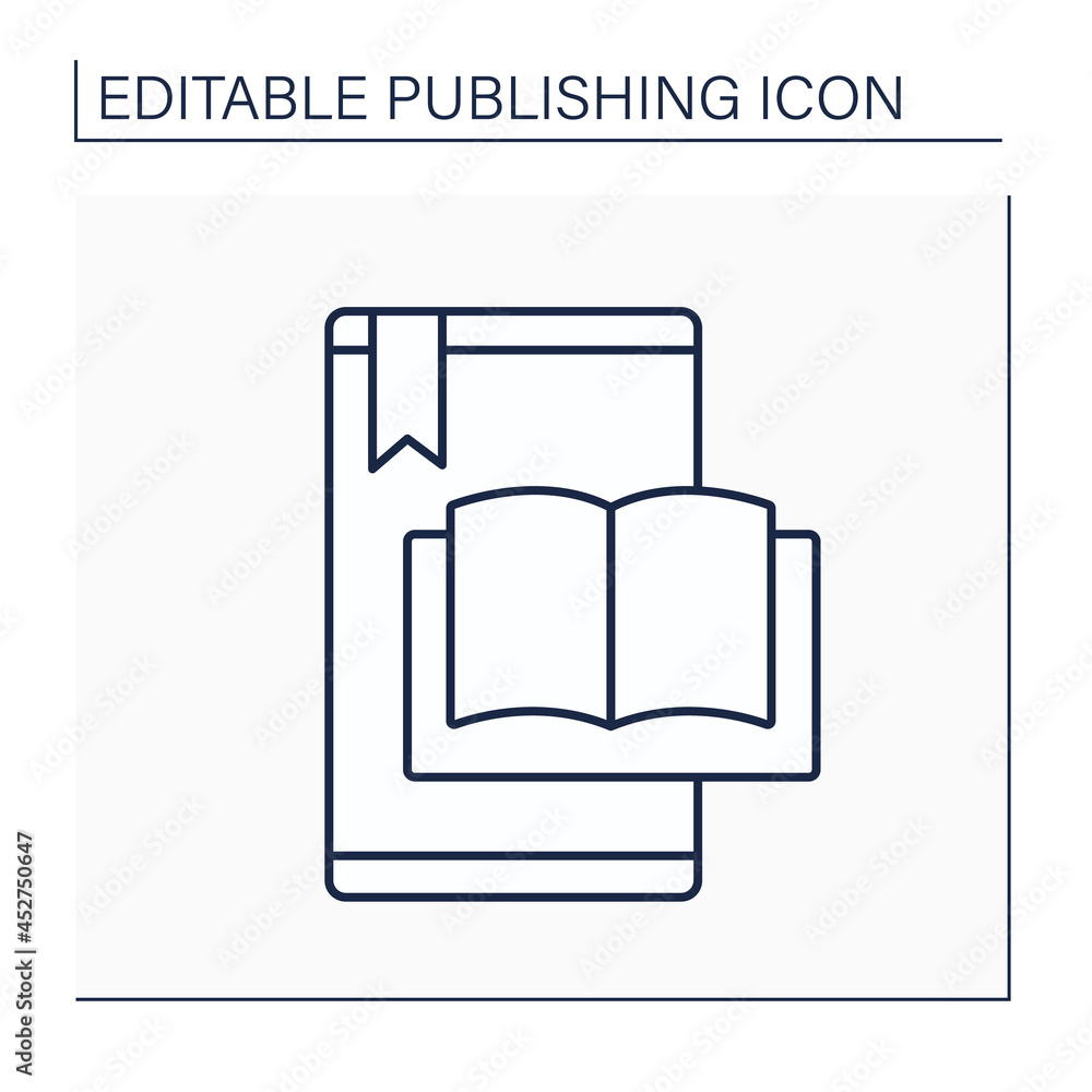 E-book line icon. Electronic book.Digital file with text and images ...