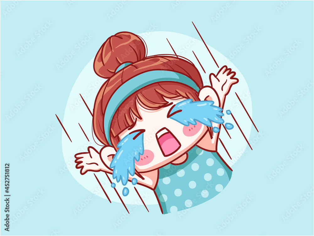 Cute and kawaii Girl crying out loud Manga Chibi Illustration Stock ...