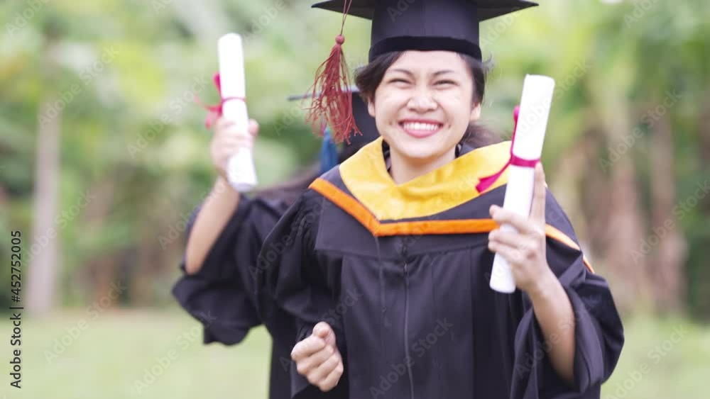 Congratulation graduate are celebrating ceremony graduation Throwing ...