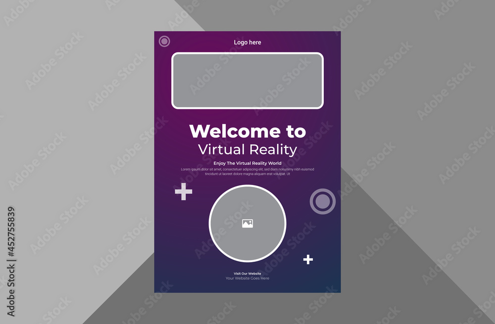 virtual reality flyer design template. hi-tech virtual reality poster ...