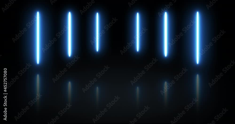 parallel pulsing parallel laser ray lines casting a blue light over a ...