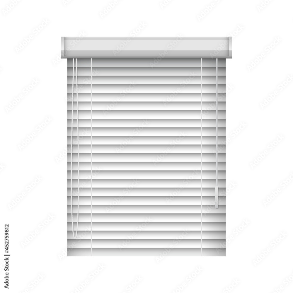 Realistic closed window blinds. Horizontal plastic window shutters ...
