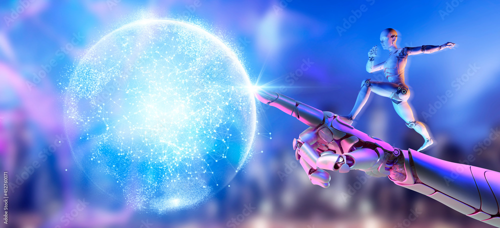 Abstract future smart world, digital technology, digital marketing ...