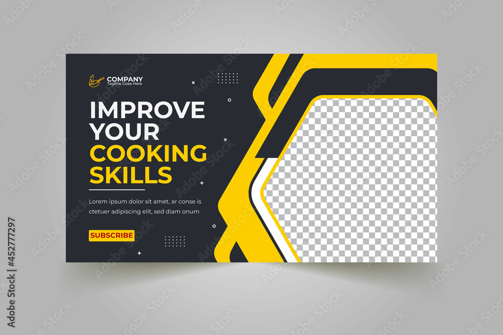 Cooking Youtube Thumbnail Template Design and Web Banner Stock Vector ...