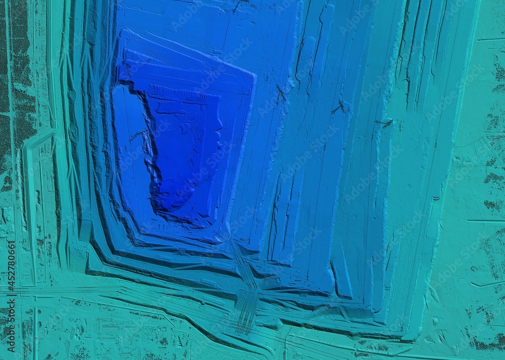 Digital elevation model. GIS product made after proccesing aerial ...