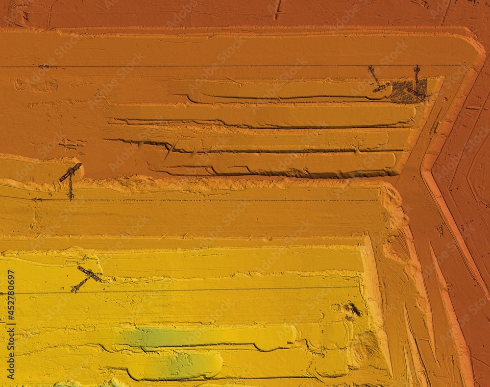 Digital elevation model. GIS product made after proccesing aerial ...