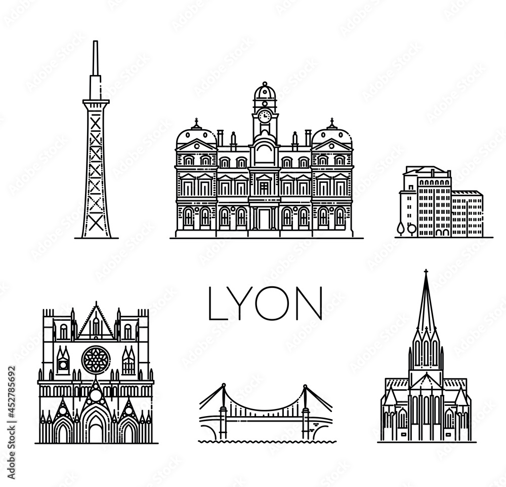 Vecteur Stock Lyon skyline with panorama in white background | Adobe Stock