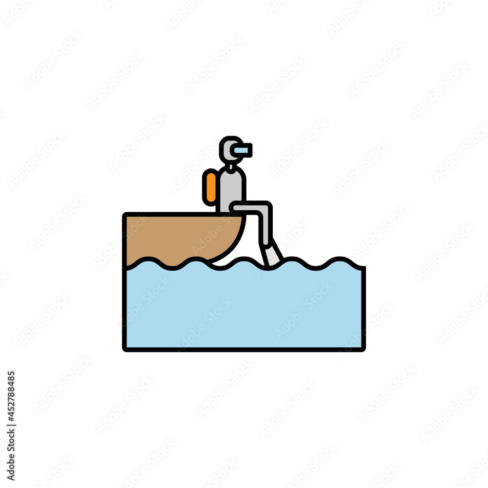 dive, diver, diving line colored icon. Signs, symbols can be used for ...