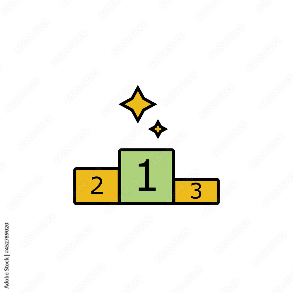 second, first, third, champions, winners line colored icon. Signs ...