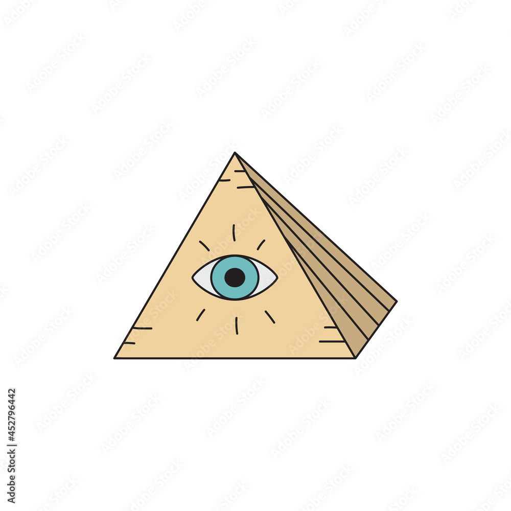 All-seeing eye pyramid vector sticker hand drawing Stock Vector | Adobe ...