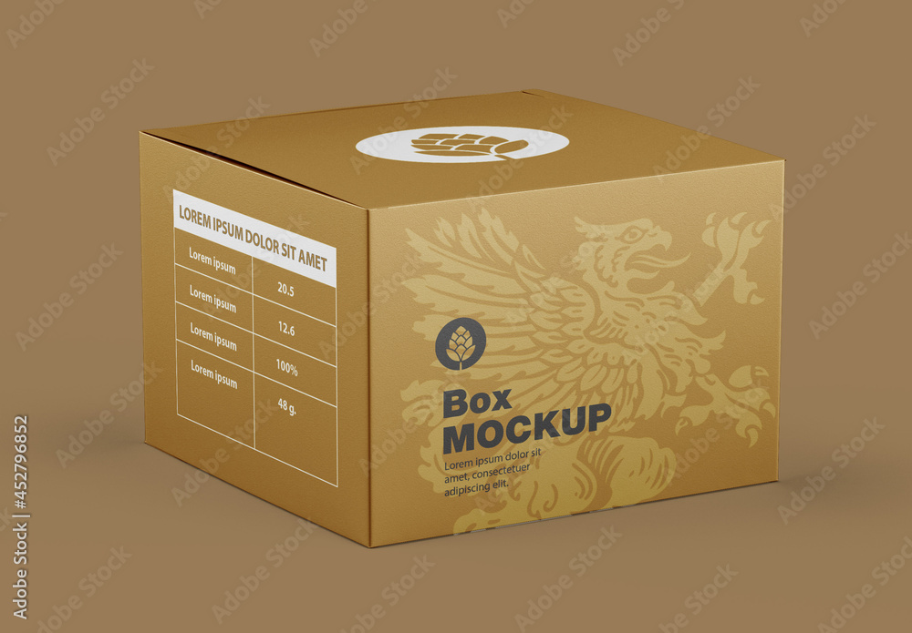 Square Cardboard Box Mockup Stock Template | Adobe Stock