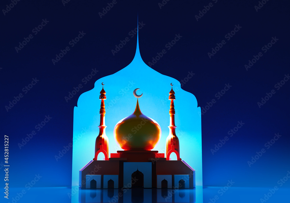 Mosque on dark background. Banner design with mosque. Metaphor of ...
