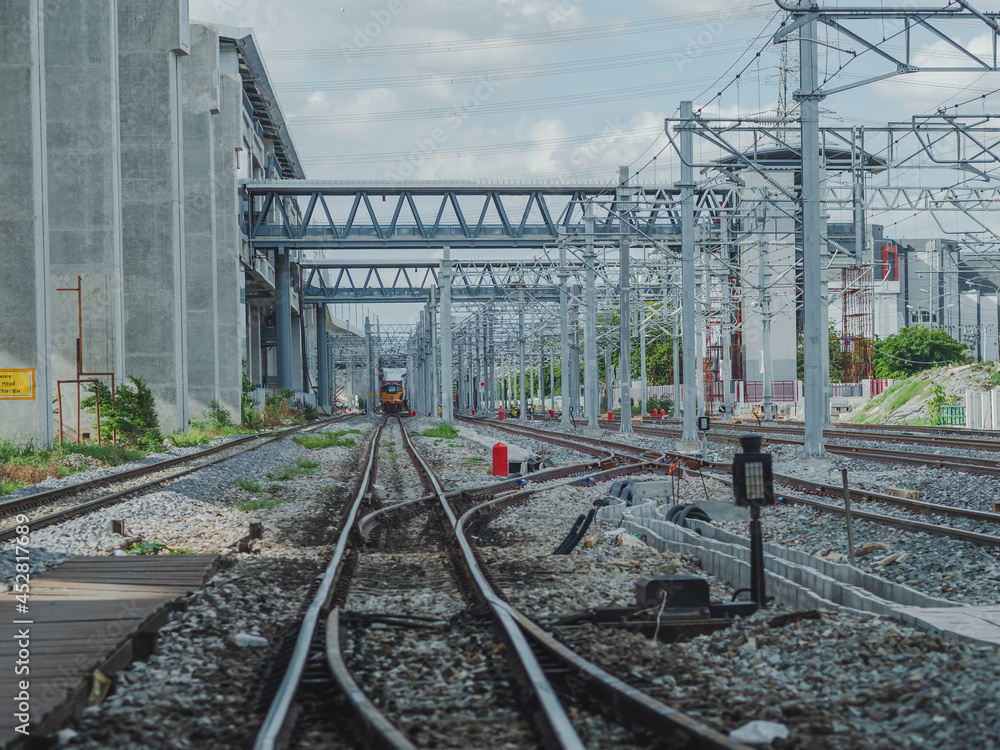 Freight Train with Cargo Containers at Bangkok Railway Station is the ...