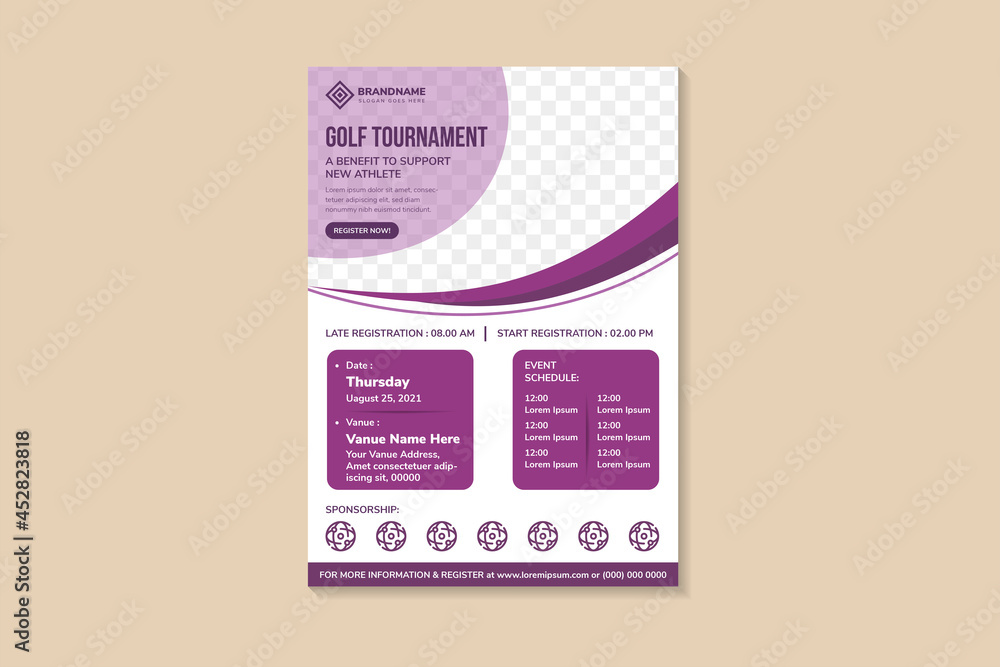 golf tournament flyer design template use vertical layout. Curve space ...