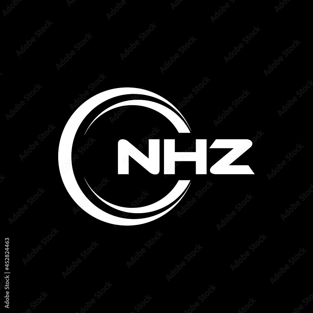NHZ letter logo design with black background in illustrator, vector logo modern alphabet font ...