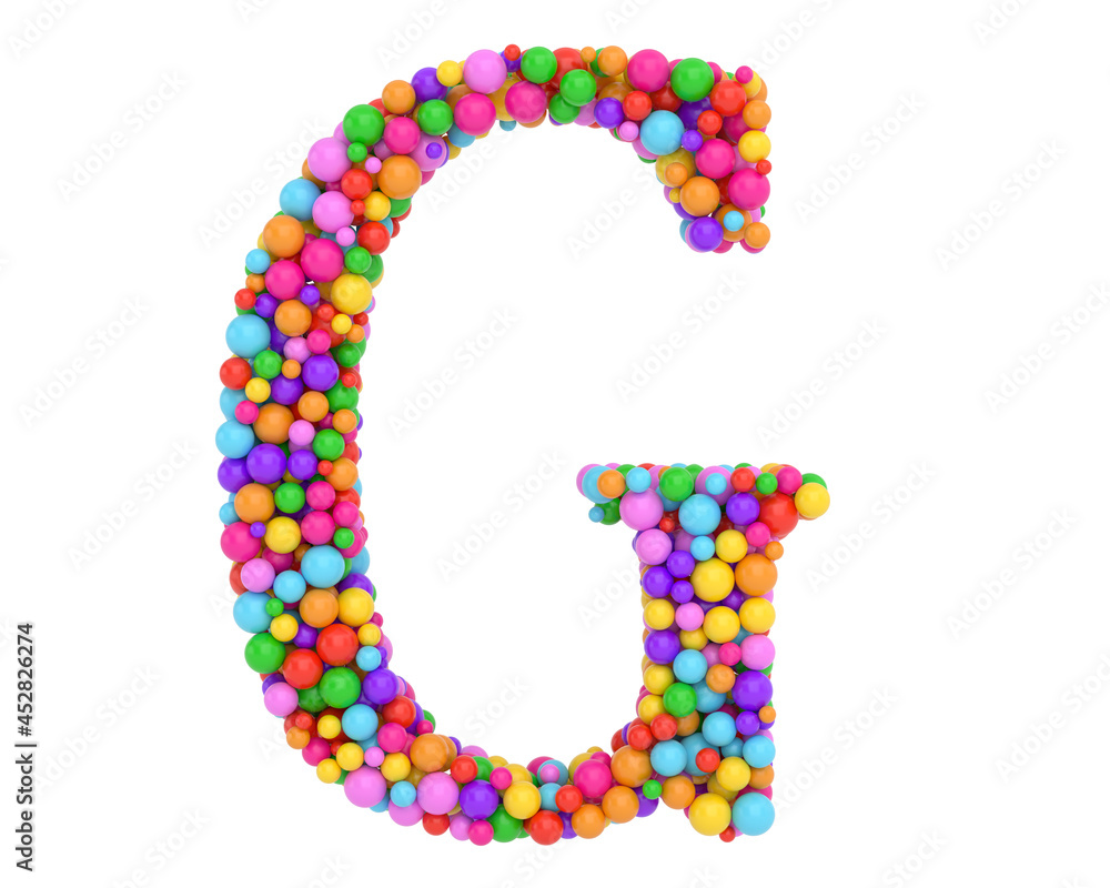 Alphabet balls multi-colored, kids font 3d render. colorful balls ...