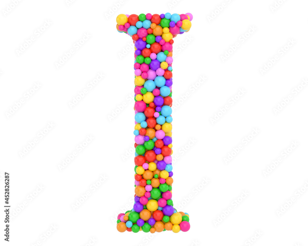 Alphabet balls multi-colored, kids font 3d render. colorful balls ...
