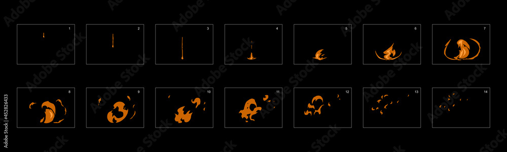 Vetor de Fire explosion sprite sheet. Fire explosion Animation effect ...