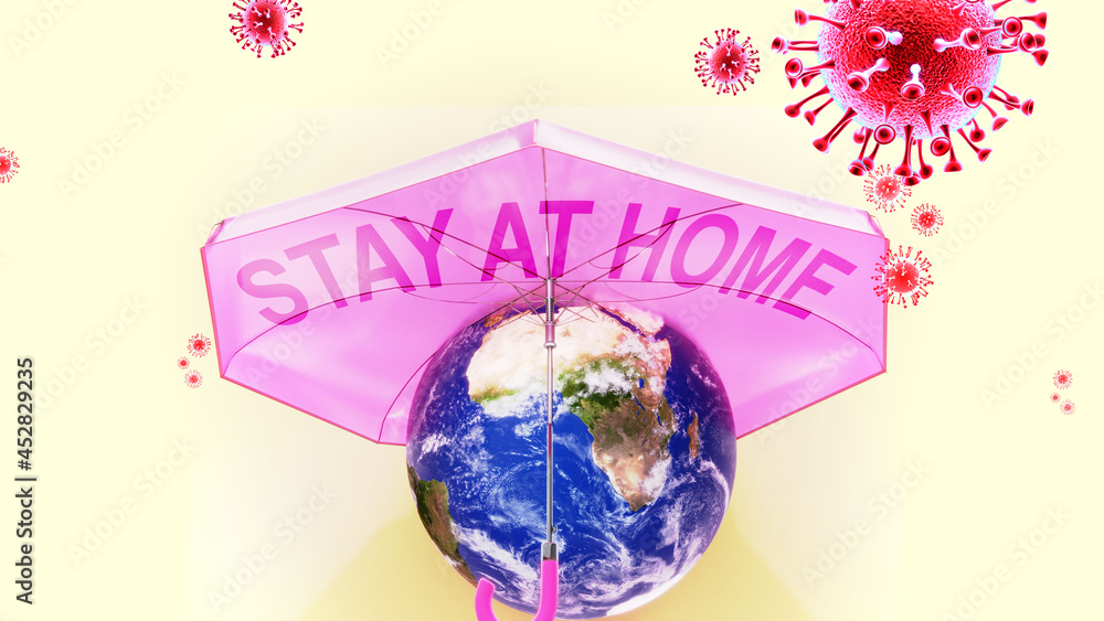 Covid stay at home - corona virus attacking Earth that is protected by ...