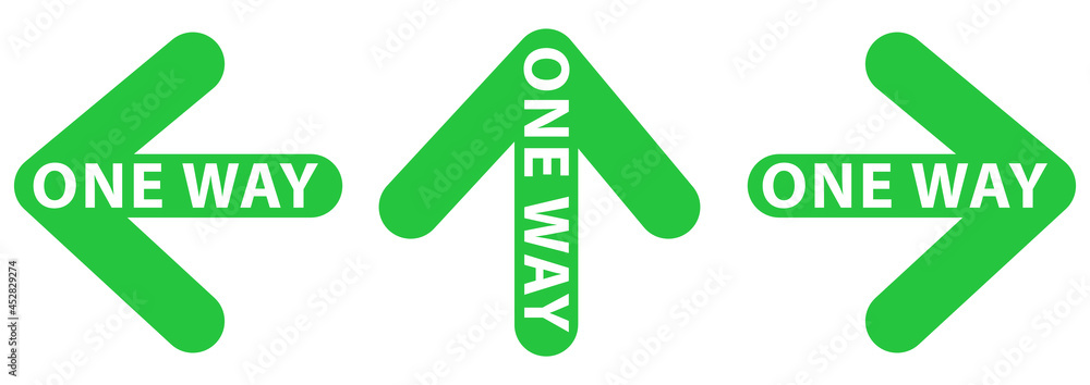Set of arrow sign with one way wording for direction, symbol vector ...