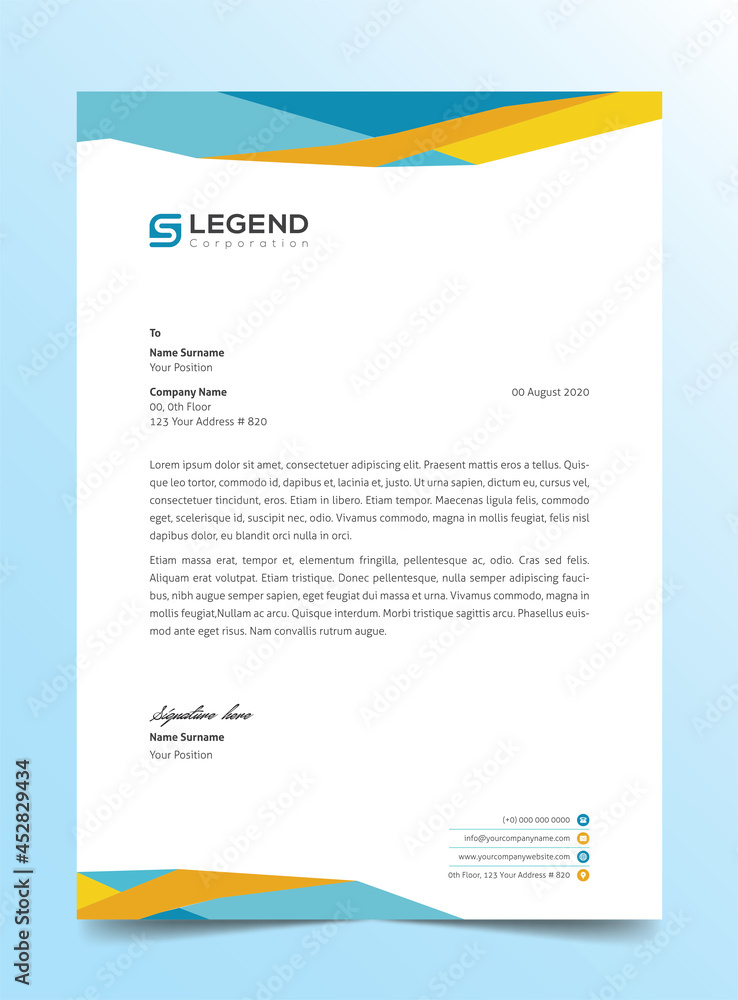 Letterhead TemplateModern Official A4 Letterhead Template Stock Vector ...