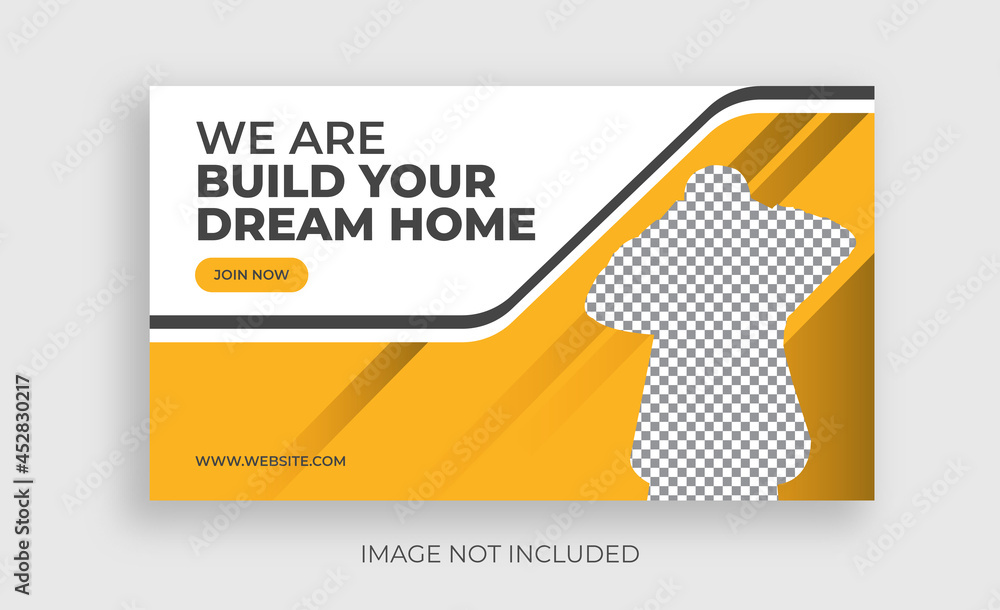 construction youtube thumbnail template design Stock Vector | Adobe Stock