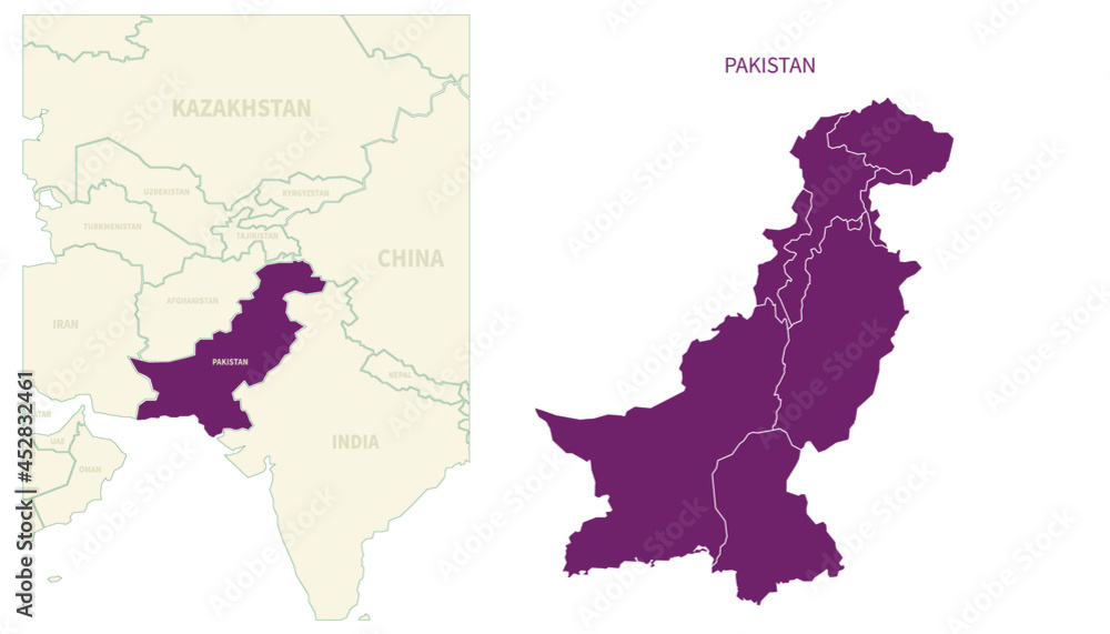 pakistan map. map of pakistan and neighboring countries. Stock Vector ...