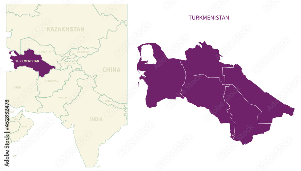 turkmenistan map. map of turkmenistan and neighboring countries. Stock ...