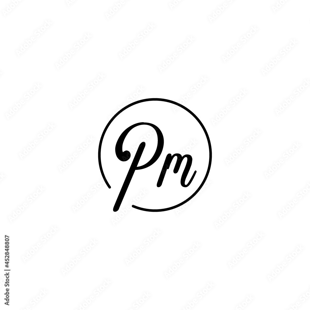 PM circle initial logo best for beauty and fashion in bold feminine ...
