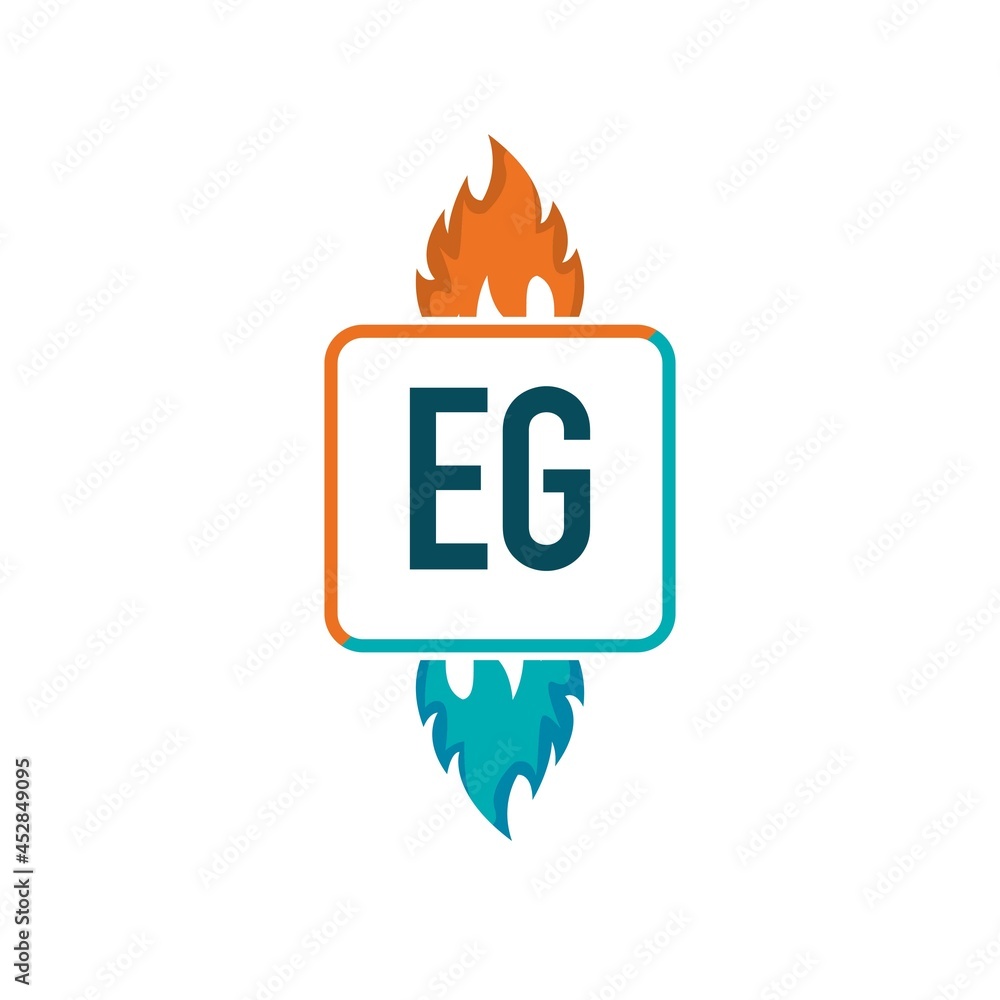 Initial Letter EG fire logo design template. Fire logo concept ...