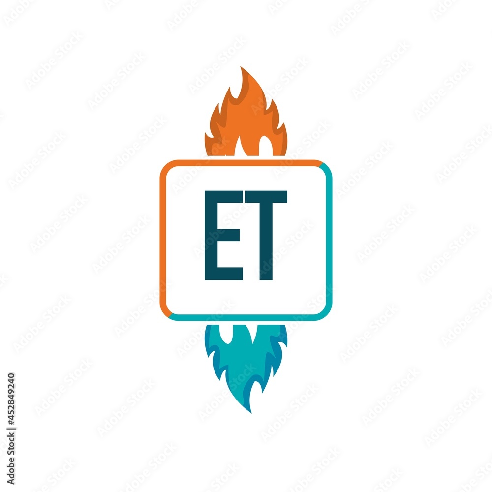 Initial Letter ET fire logo design template. Fire logo concept ...