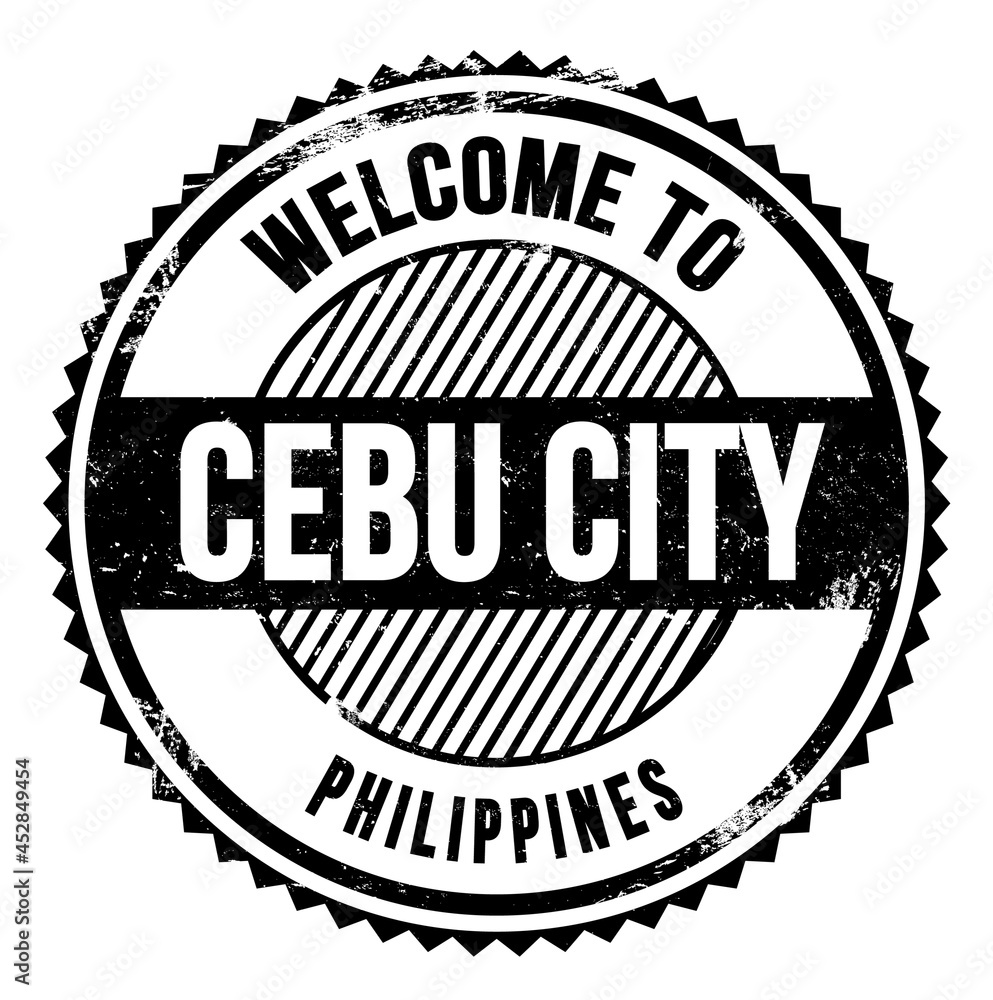 WELCOME TO CEBU CITY - PHILIPPINES, words written on black stamp Stock ...