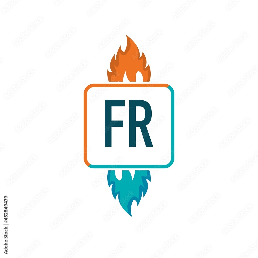 Initial Letter FR fire logo design template. Fire logo concept ...