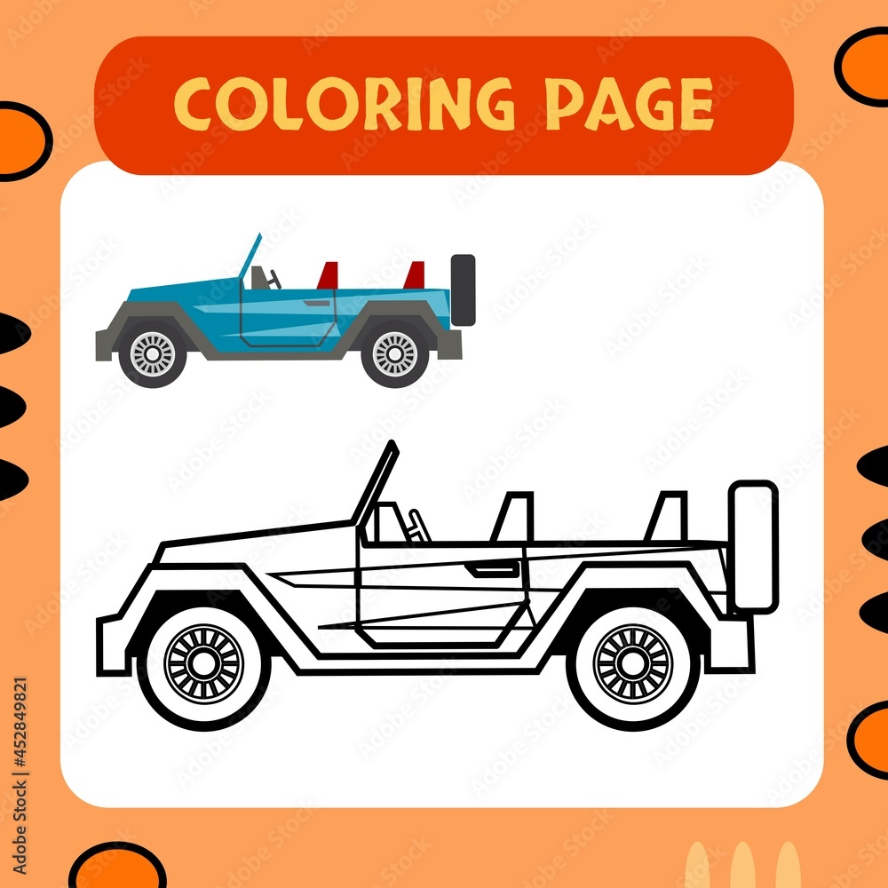 Colorful car coloring page premium vector suitable for kids education ...
