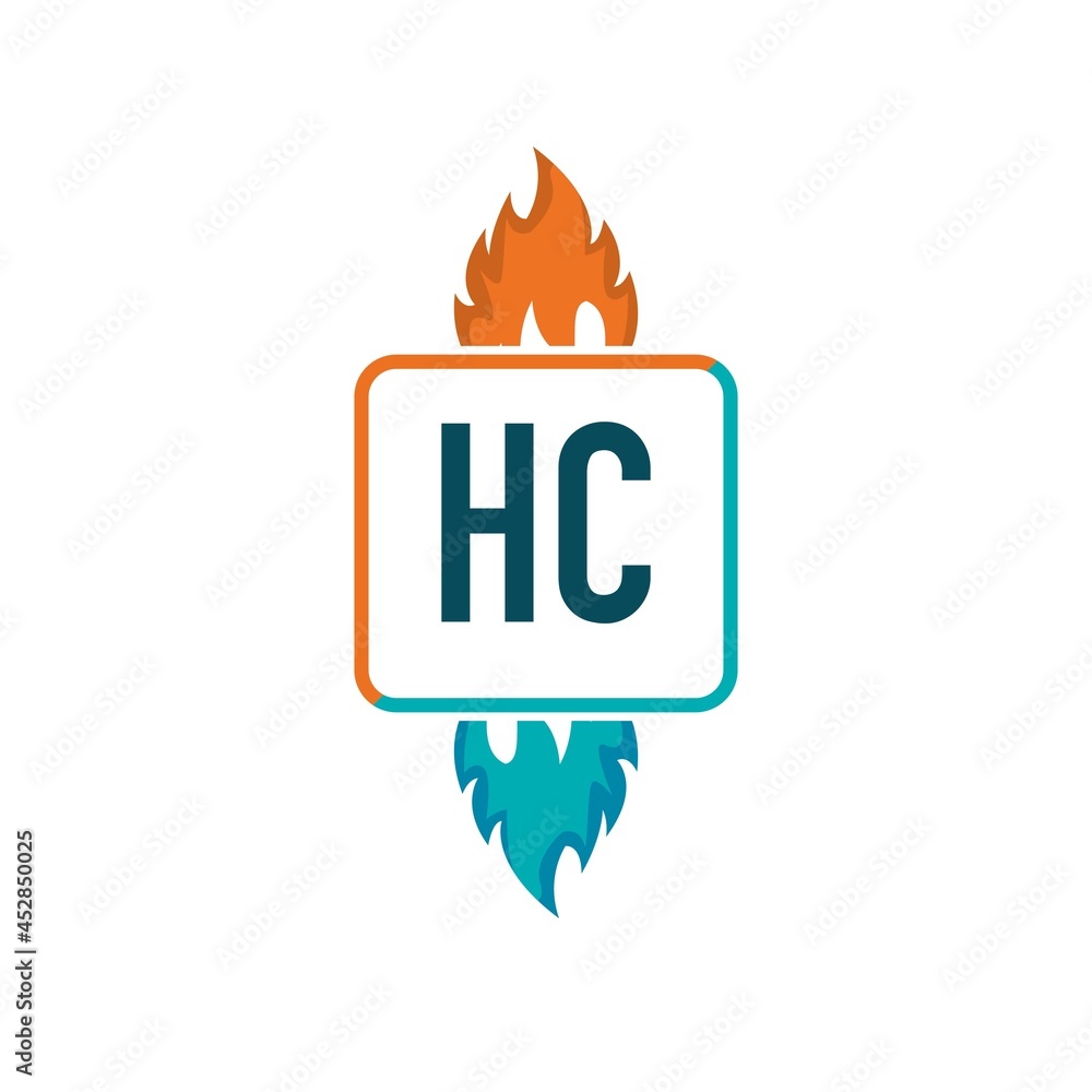 Initial Letter HC fire logo design template. Fire logo concept ...