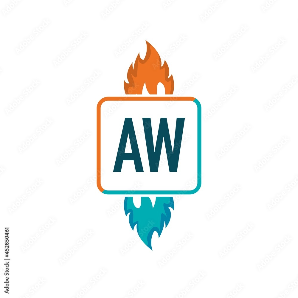 Initial Letter AW fire logo design template. Fire logo concept ...