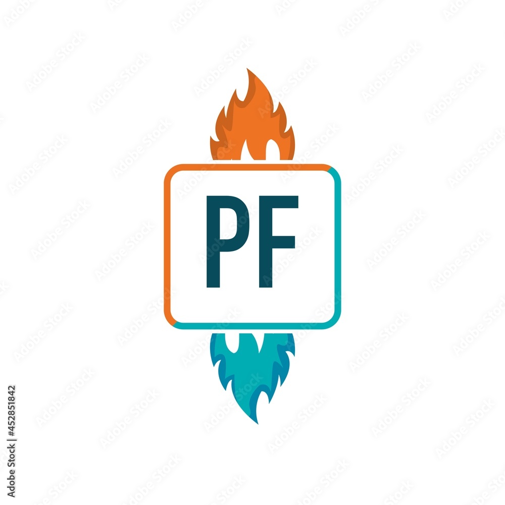 Initial Letter PF fire logo design template. Fire logo concept ...