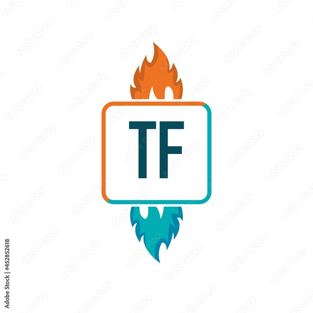Initial Letter TF fire logo design template. Fire logo concept ...
