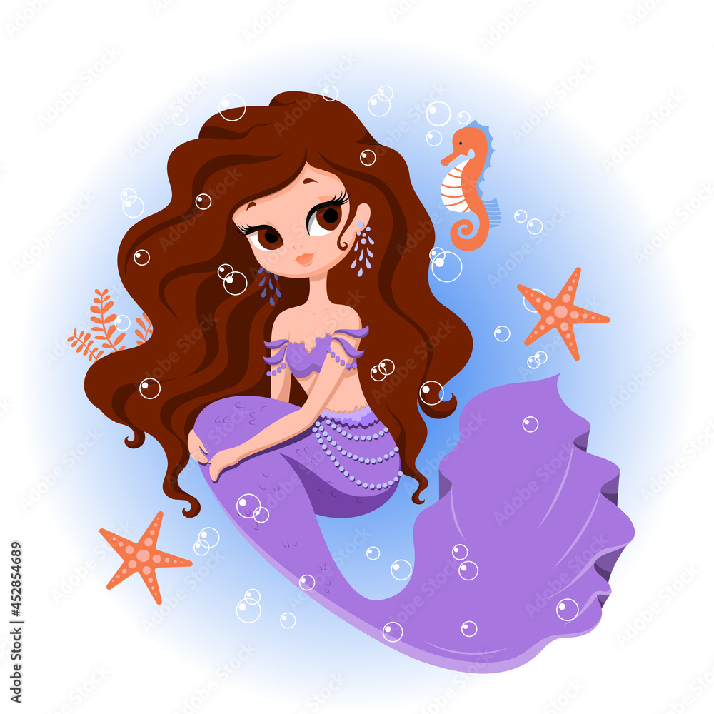 Hand Drawn mermaid. Pictures for girls and boys. Fairy tale characters ...