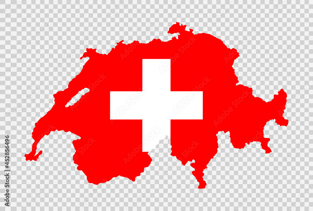 Switzerland flag on map isolated on png or transparent background ...