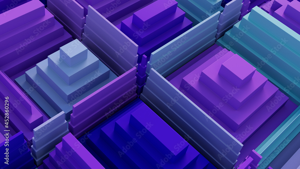 Purple and Turquoise Tech Background with a Geometric 3D Structure ...