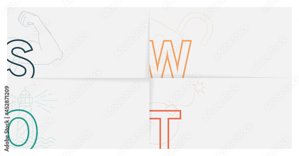 Swot analysis template. Background with icon. Vector illustration, EPS ...