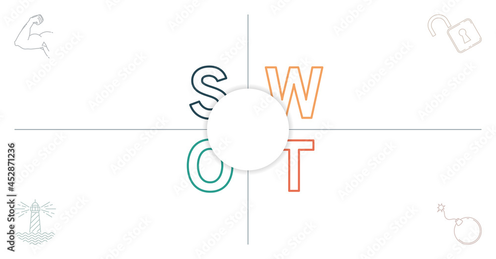 Swot analysis template. Background with icon and place for your text ...