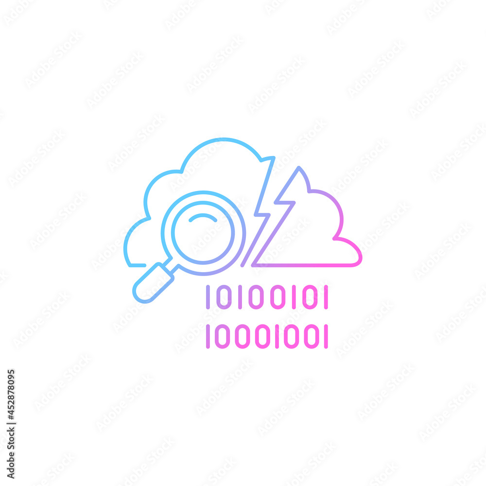 Data breach detection gradient linear vector icon. Intrusion ...