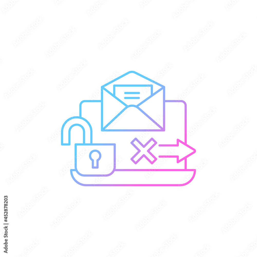 No transmission via email gradient linear vector icon. Electronically ...