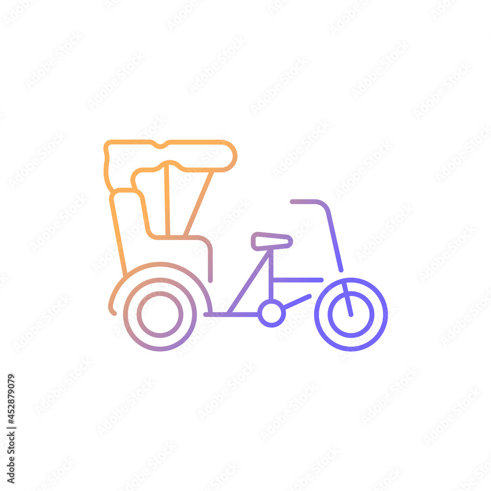 Sanlunche gradient linear vector icon. Chinese rickshaw. Short distance ...