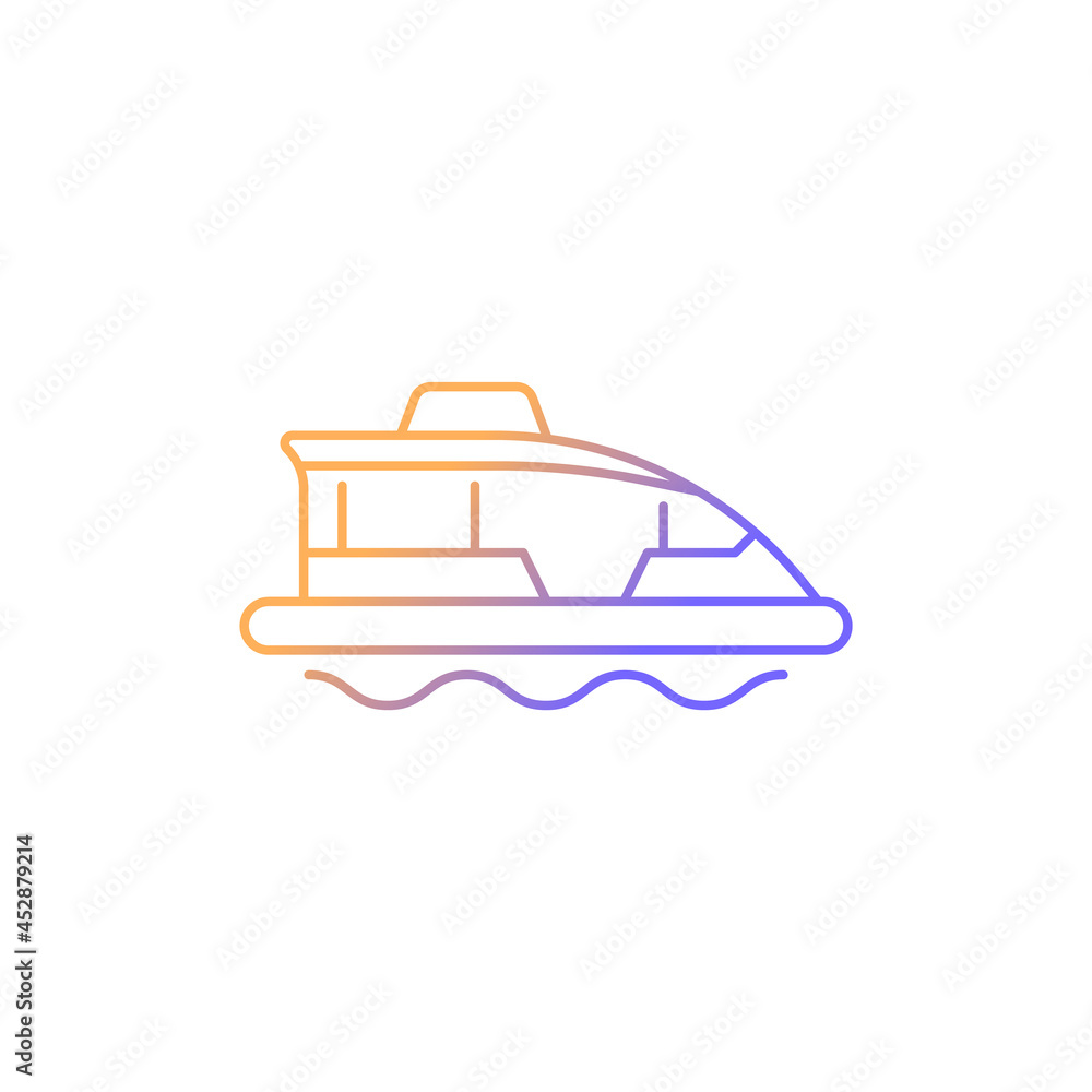 Water taxi gradient linear vector icon. Traveling across harbour. Water bus. Ferry service ...