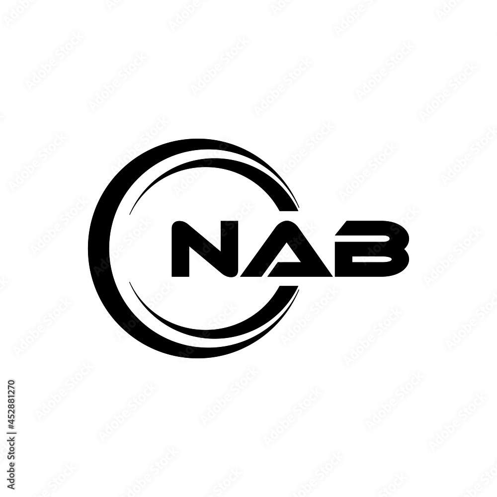 NAB letter logo design with white background in illustrator, vector ...